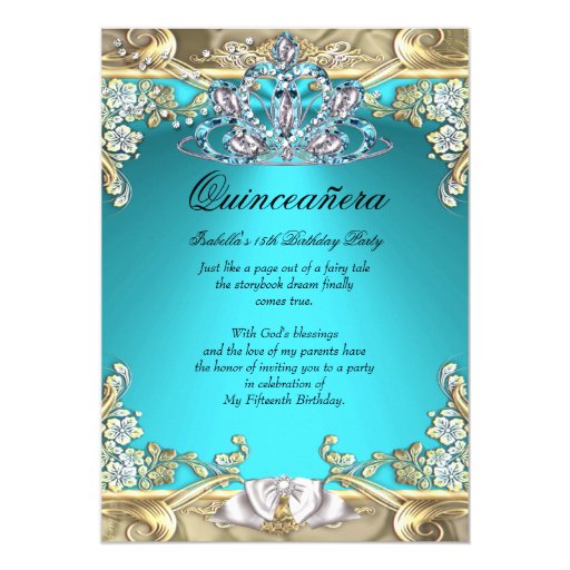 Quinceanera Aqua Teal Gold 15th Birthday Party Card Zazzle Quinceanera Aqua Teal Gold 15th Birthday Party Card Zazzle