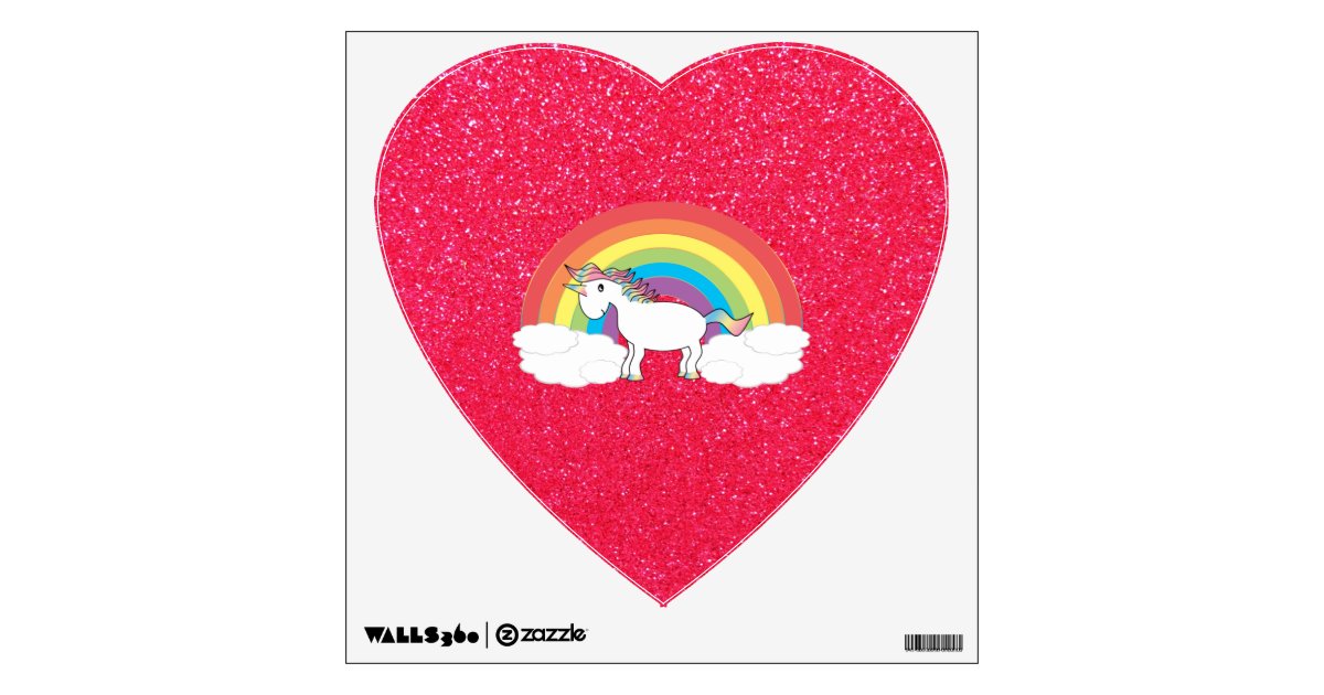 Rainbow Unicorn Pink Glitter Wall Sticker Zazzle