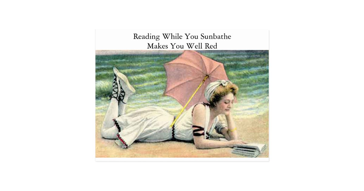 Reading While You Sunbathe Humor Postcard Zazzle