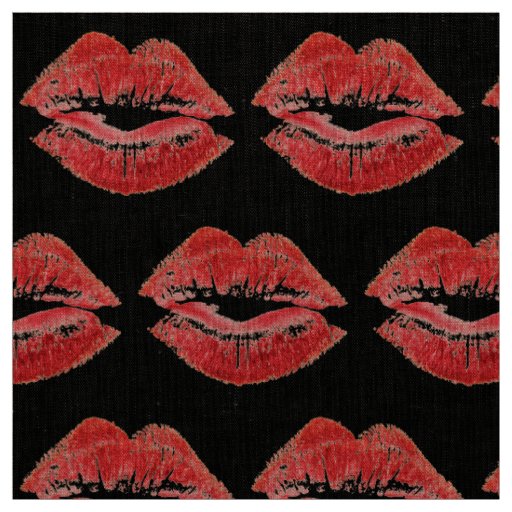Red Lips Kiss Print Valentines Day Swak Fabric Zazzle