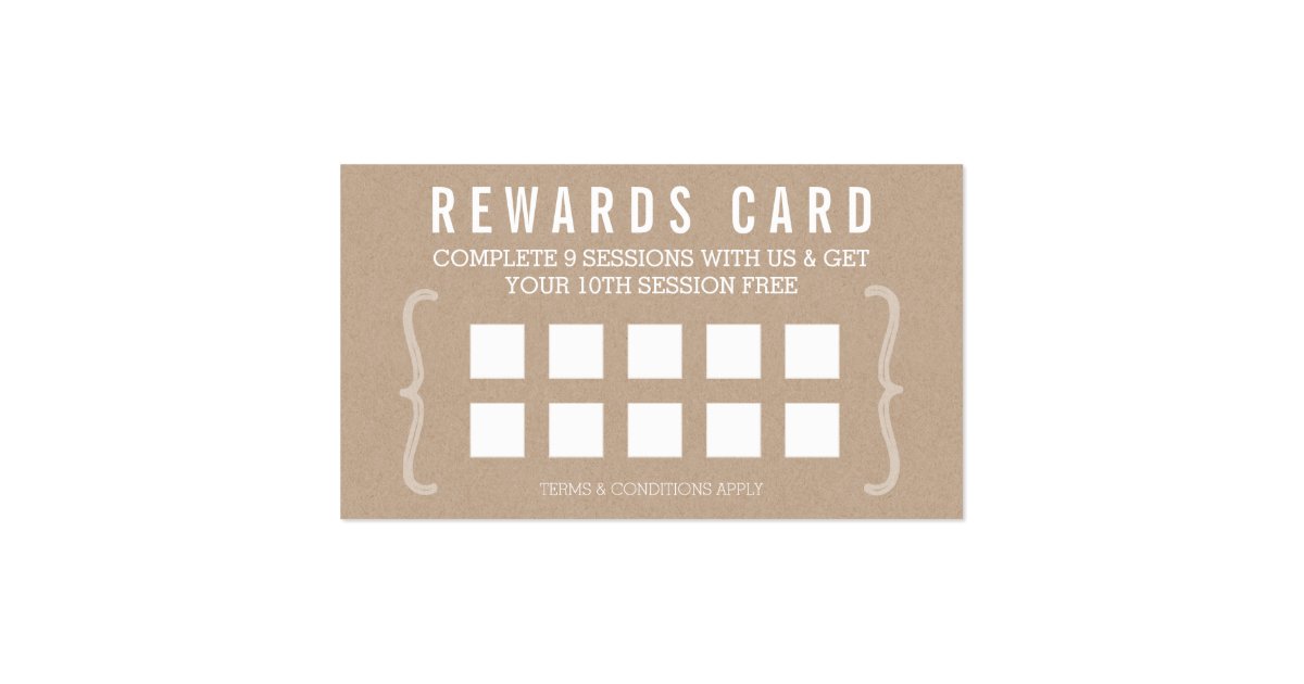 REWARD PUNCH CARD simple text minimal trendy kraft | Zazzle