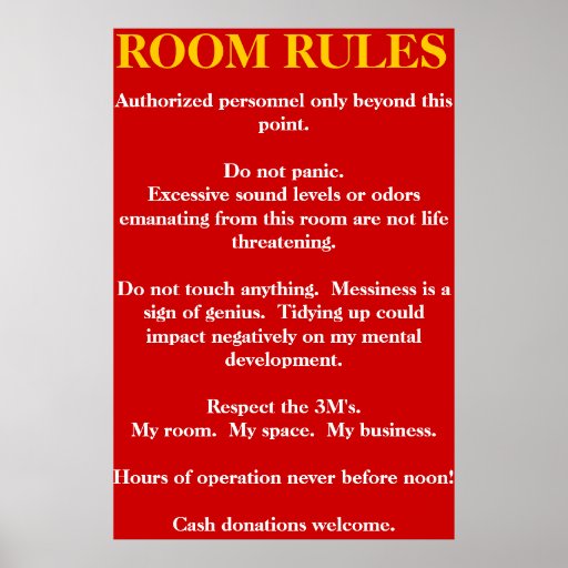 Room Rules Poster Zazzle Room Rules Poster Zazzle