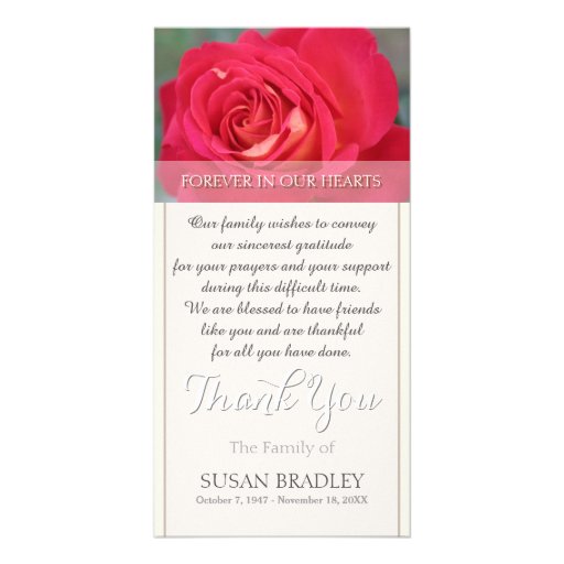 Rose Forever In Our Hearts Sympathy Thank You Card Zazzle