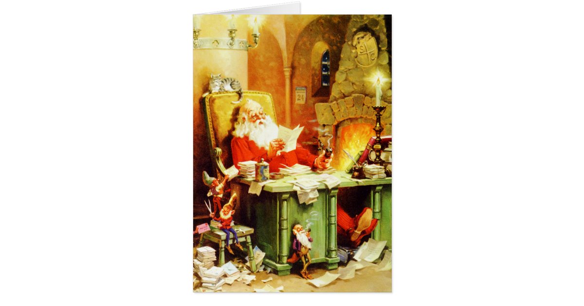 Santa Claus Making His List Checking It Twice Card Zazzle santa-claus-making-his-list-checking-it-twice-card-zazzle
