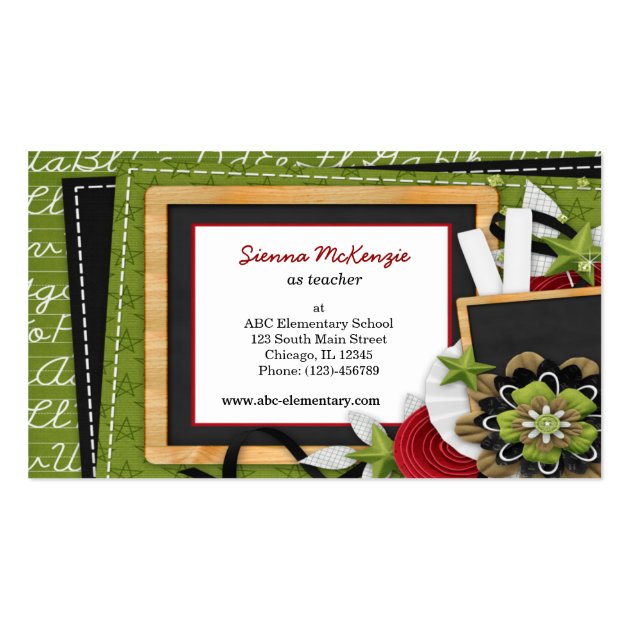 School theme business cards