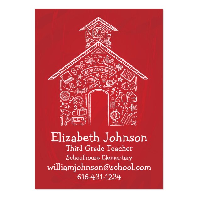 Schoolhouse Teachers Business Card RED
