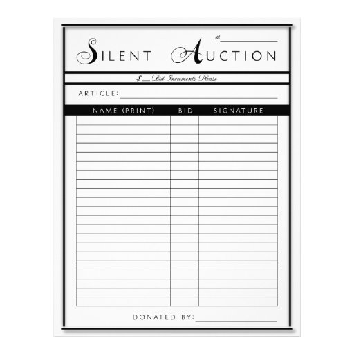 Silent Auction Form Letter Sized Paper Letterhead Zazzle