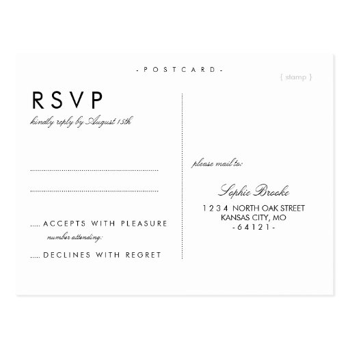 Simple Chic Wedding RSVP Postcard Template Zazzle