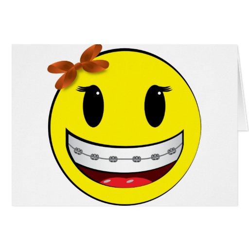 Smiley face with braces - girl card | Zazzle