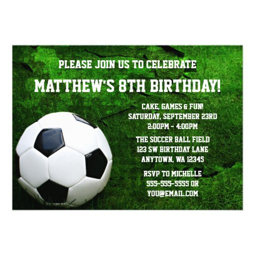 Soccer Birthday Party Invitations 5 X 7 Invitation Card Zazzle
