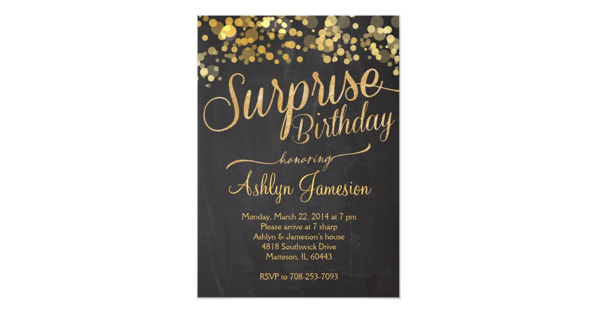 Sparkle Glitter Surprise Birthday Invitation Zazzle