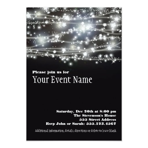 Sparkling Stars Black And White Party Invitation Zazzle Sparkling Stars Black And White Party Invitation Zazzle