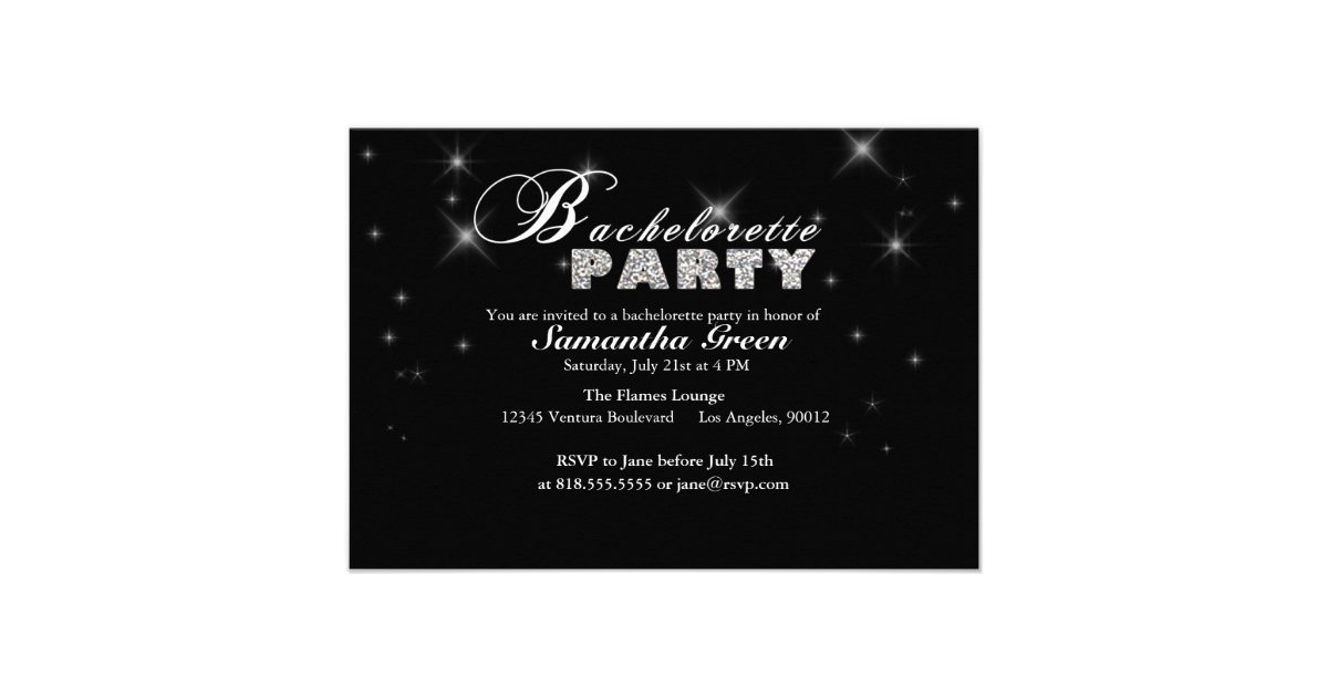 Sparkly Glitter Bachelorette Party Invitation