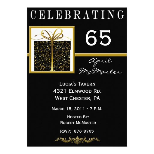 Special Present 65th Birthday Party Invitation 5 X 7 Invitation Card 