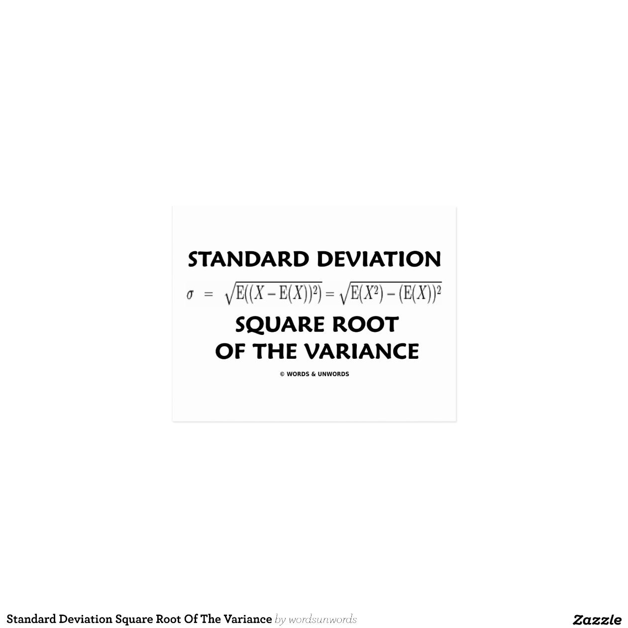 Standard Deviation Square Root Of The Variance Postcard | Zazzle Standard Deviation Square Root Of The Variance Postcard | Zazzle