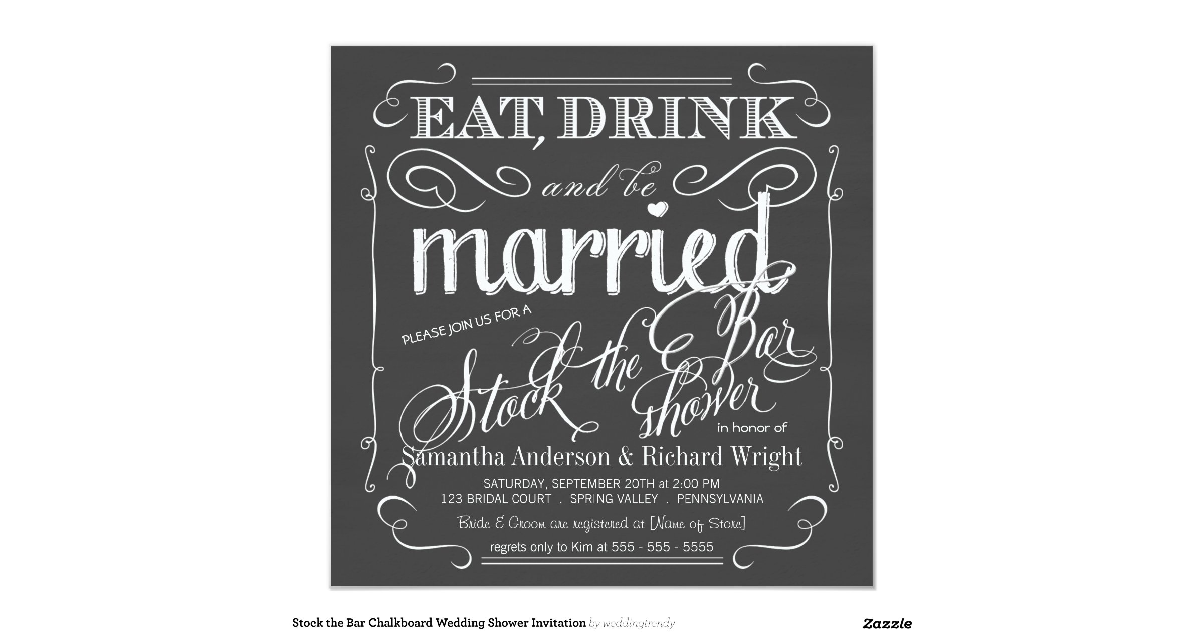 Stock The Bar Chalkboard Wedding Shower Invitation