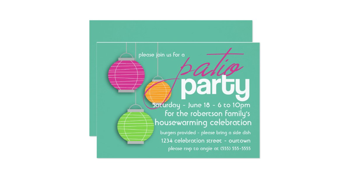 Summer Patio Party Housewarming Invitations Zazzle Summer Patio Party Housewarming Invitations Zazzle