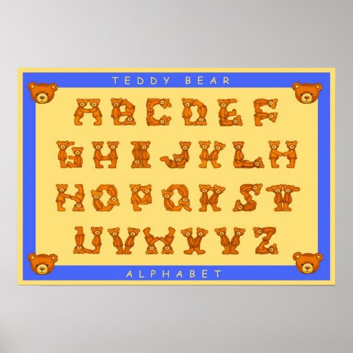 Teddy Bear Alphabet Letters Poster~ABC's Blue Poster | Zazzle