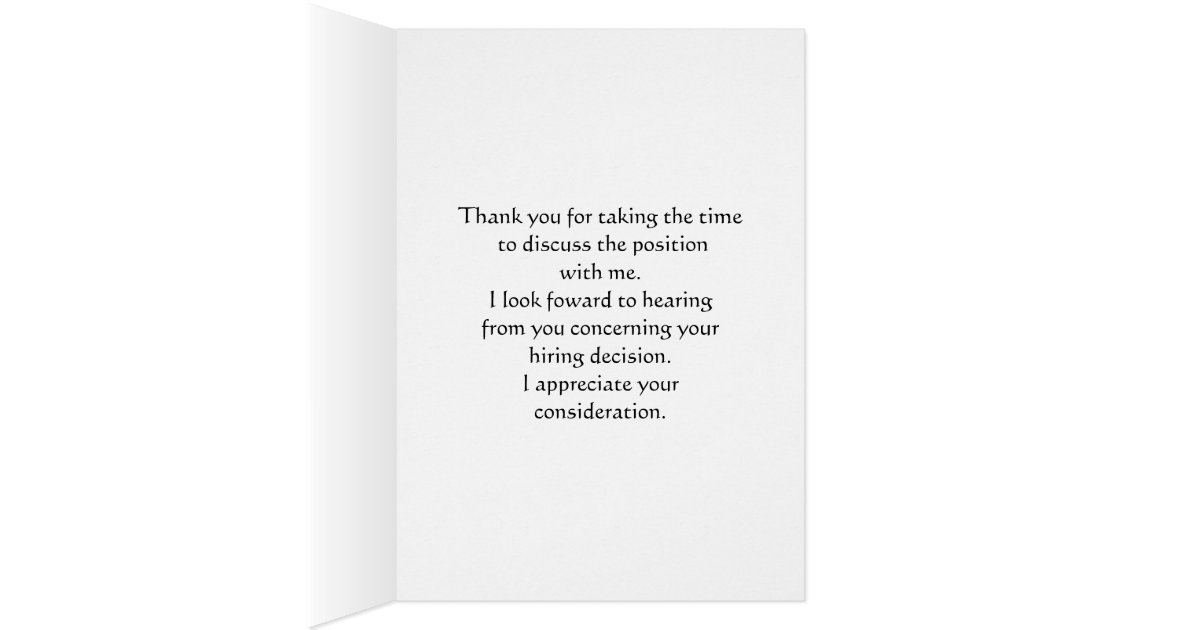 Thank You For The Interview Card Zazzle Thank You For The Interview Card Zazzle