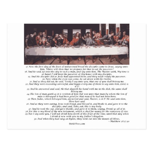 The Last Supper - Matthew 26:17-30 Postcard | Zazzle The Last Supper - Matthew 26:17-30 Postcard | Zazzle