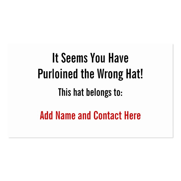 The Wrong Hat Business Card Template