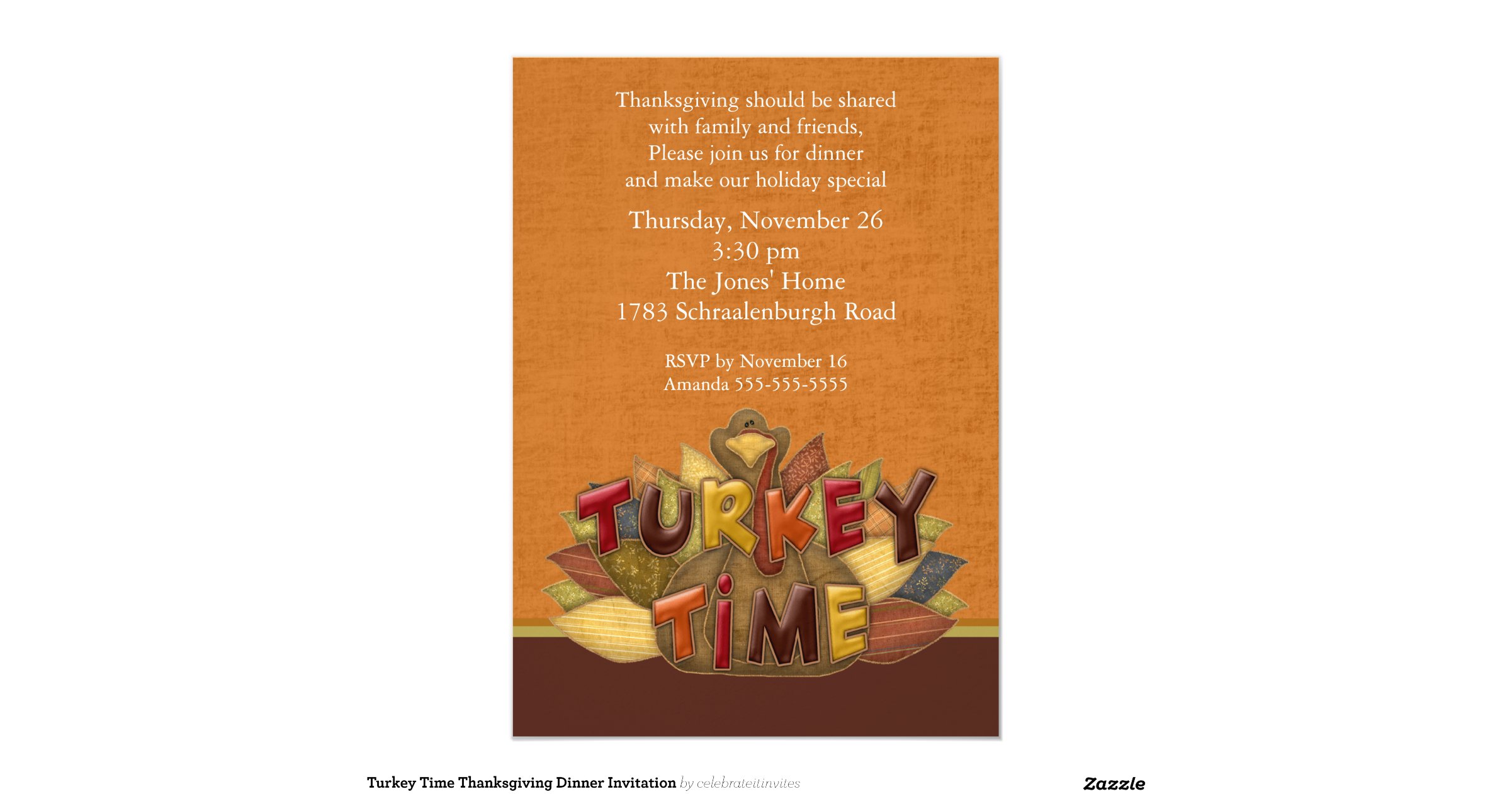 Turkey time thanksgiving dinner invitation turkey-time-thanksgiving-dinner-invitation
