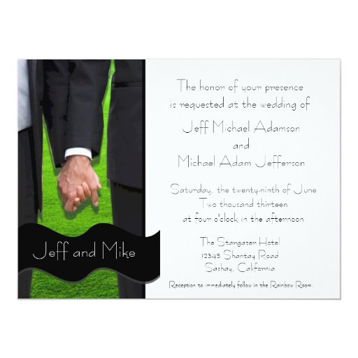 Two Grooms Custom Gay Wedding Invitations Zazzle