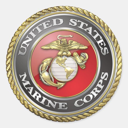 U S Marine Corps Usmc Emblem [3d] Classic Round Sticker Zazzle
