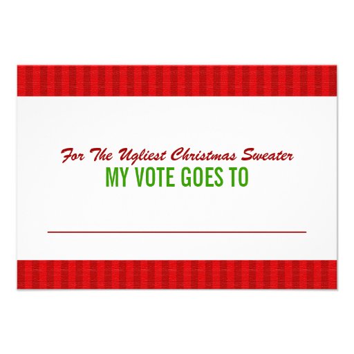 Ugly Christmas Sweater Voting Ballot Card 3 5 X 5 Invitation Card 