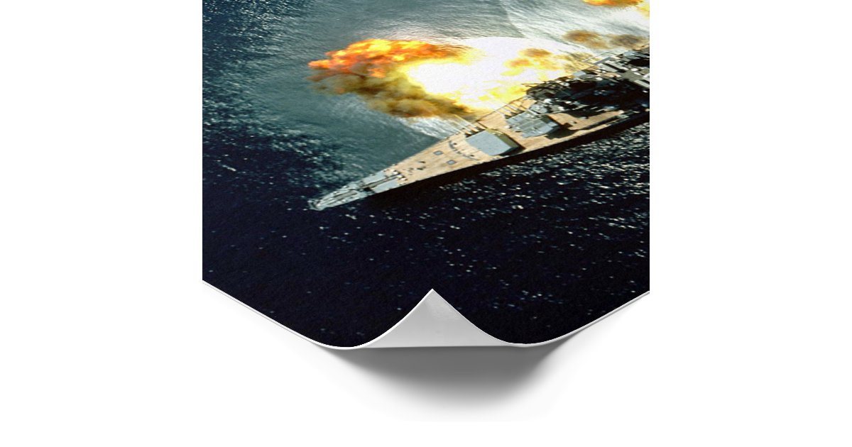 Uss Iowa Firing A Full Broadside Poster Zazzle