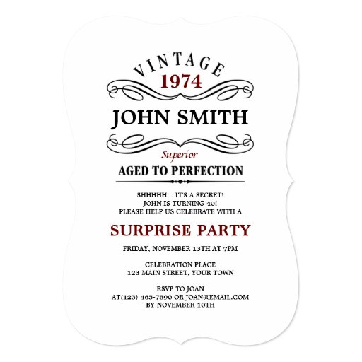 Vintage Aged To Perfection Funny Birthday Invite Zazzle