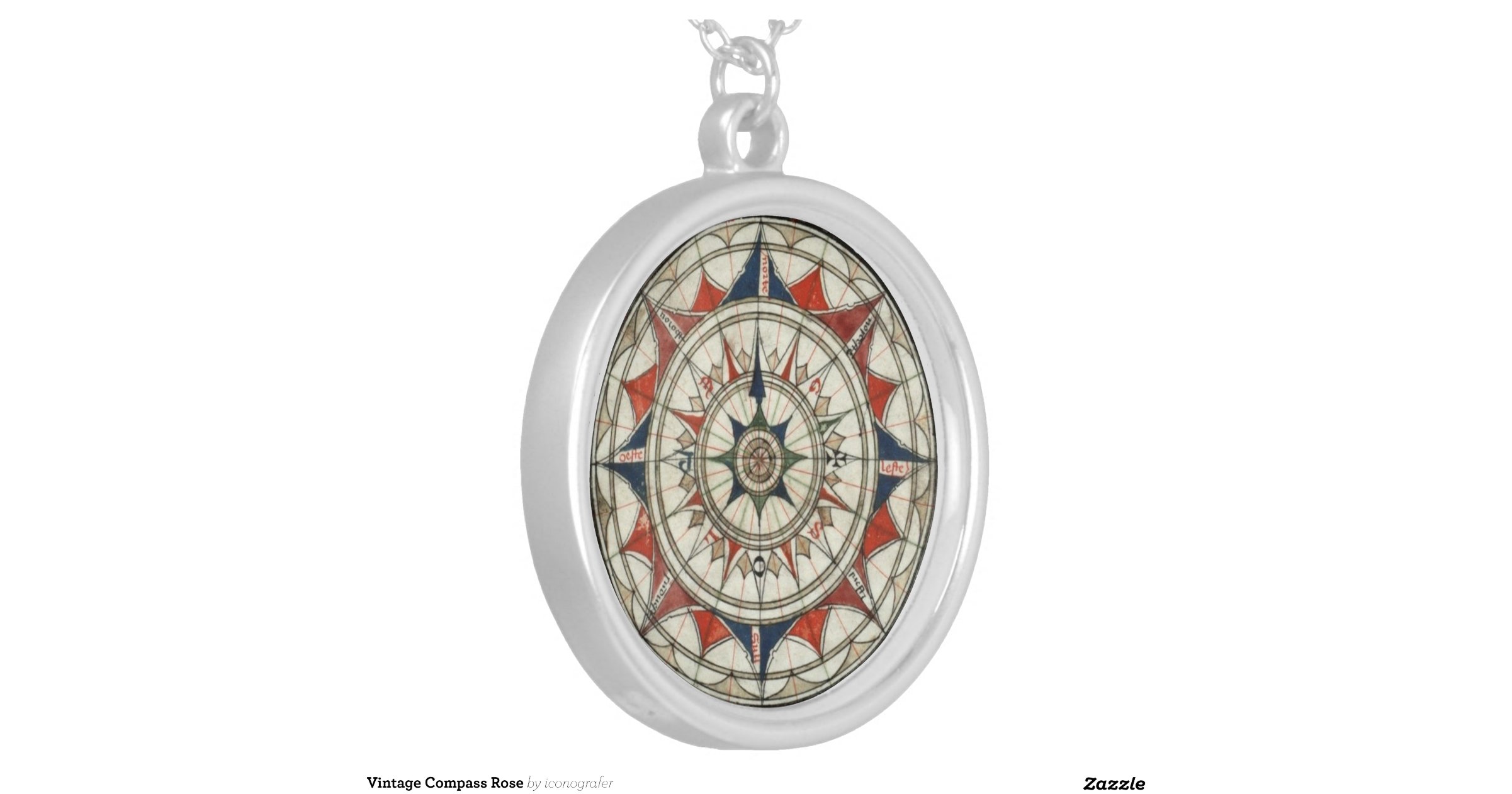 Vintagecompassroseroundpendantnecklace