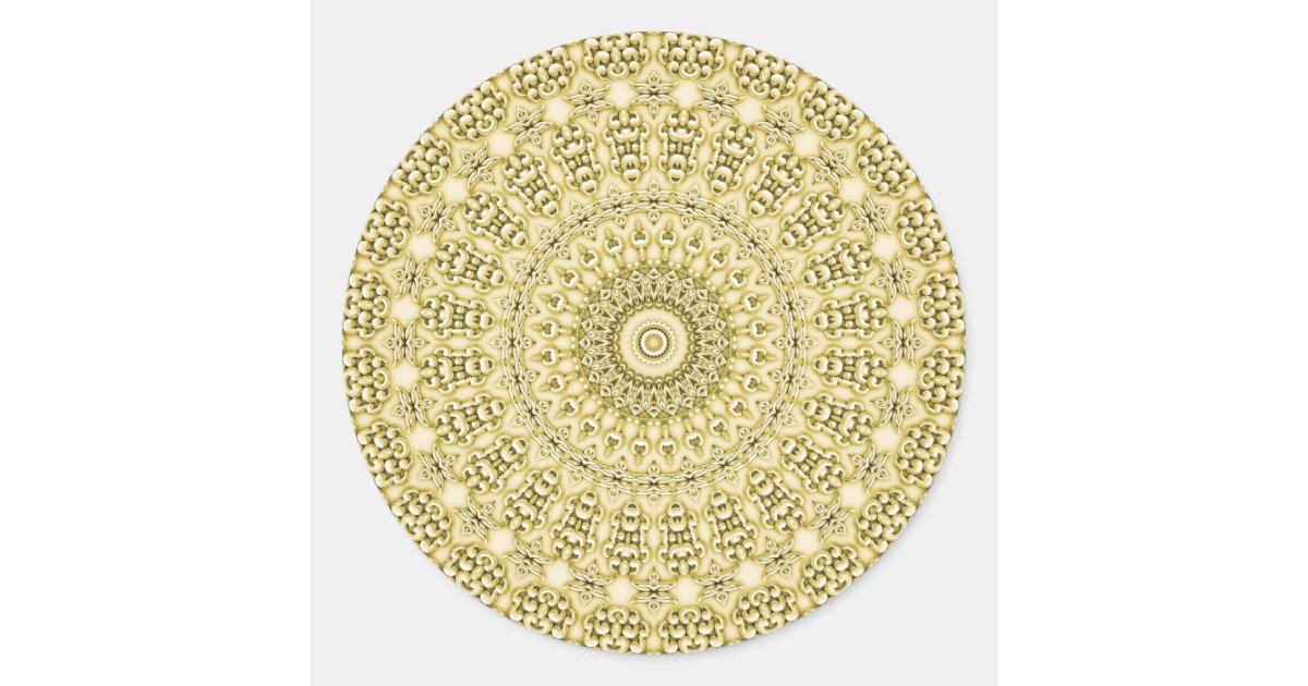 Vintage Embossed Metallic Gold Foil Floral Design Classic Round Sticker