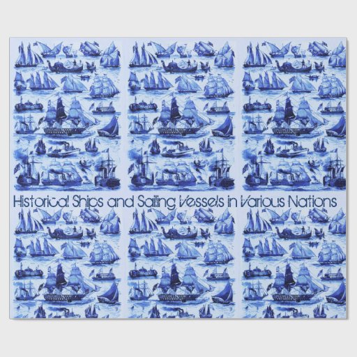 vintage-sailing-vessels-and-ships-navy-blue-wrapping-paper-zazzle