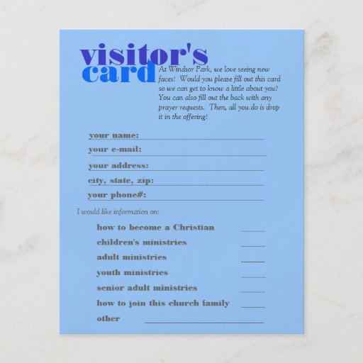 Visitor s Card Zazzle