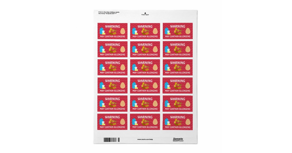Warning May Contain Allergens Alert Stickers Label | Zazzle