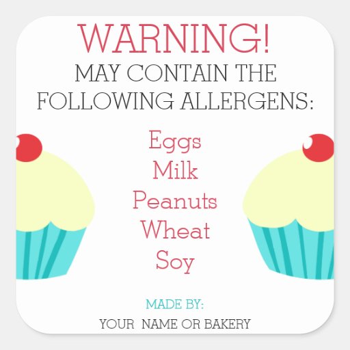 Warning May Contain Allergens Custom Square Sticker | Zazzle Warning May Contain Allergens Custom Square Sticker | Zazzle
