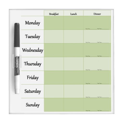 Weekly Menu Planner Dry Erase Whiteboards Zazzle
