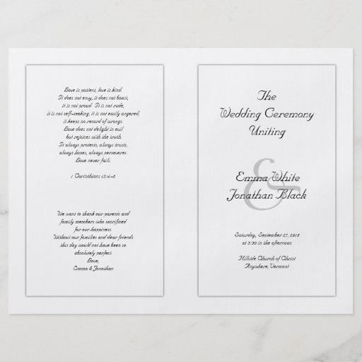 white-catholic-wedding-ceremony-program-flyer-zazzle