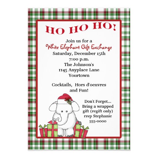 White Elephant Gift Exchange 5 X 7 Invitation Card Zazzle
