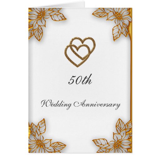 White Gold 50th Wedding Anniversary Cards Zazzle