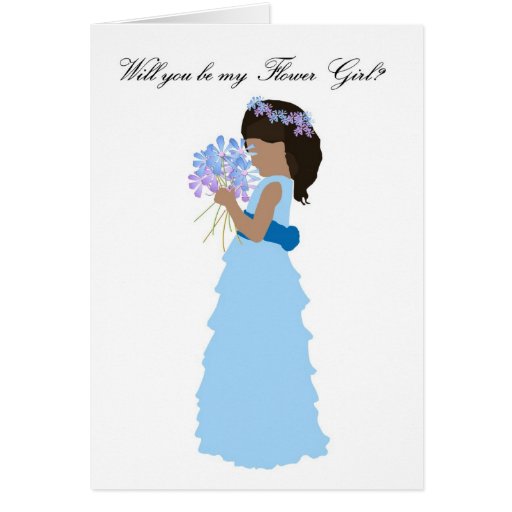 Will You Be My Flower Girl Pink And Blue Card Zazzle
