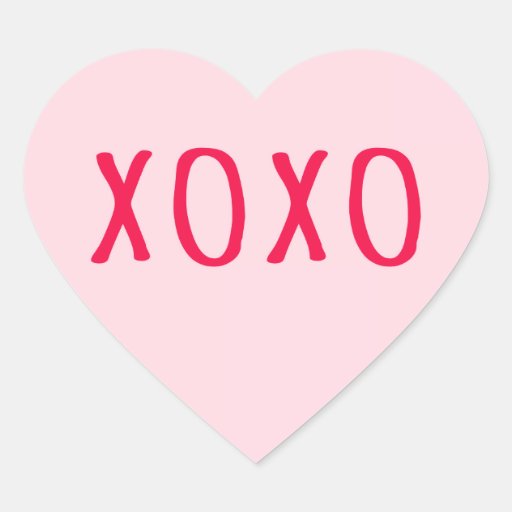 Xoxo Hugs And Kisses Valentines Day Pink Heart Heart Sticker Zazzle