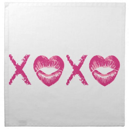 Xoxo Hugs And Kisses With Pink Heart Lips Printed Napkins Zazzle