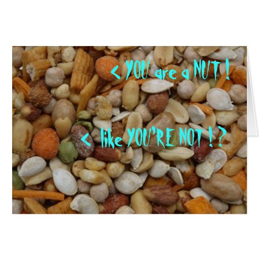 YOU are a NUT ! like YOU'RE NOT ! ?... Card | Zazzle