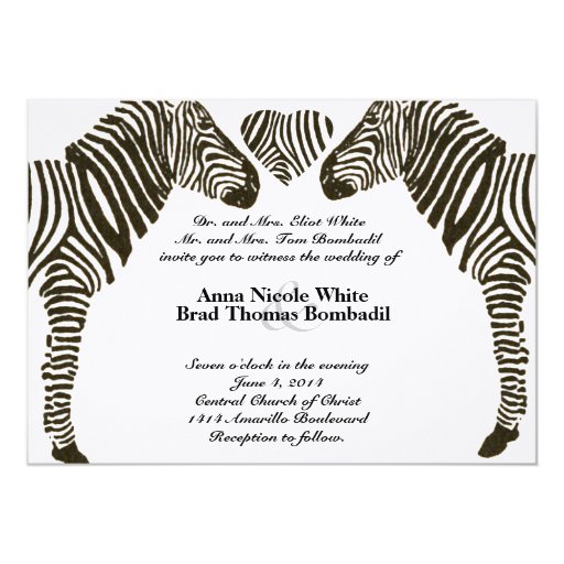 Zebra Love Wedding Invitation Zazzle