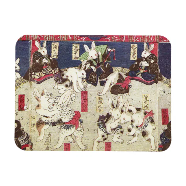 兎の相撲, 芳藤 Sumo Rabbits, Yoshifuji, Ukiyo-e Magnet | Zazzle