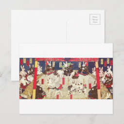 兎の相撲, 芳藤 Sumo Rabbits, Yoshifuji, Ukiyo-e Postcard | Zazzle
