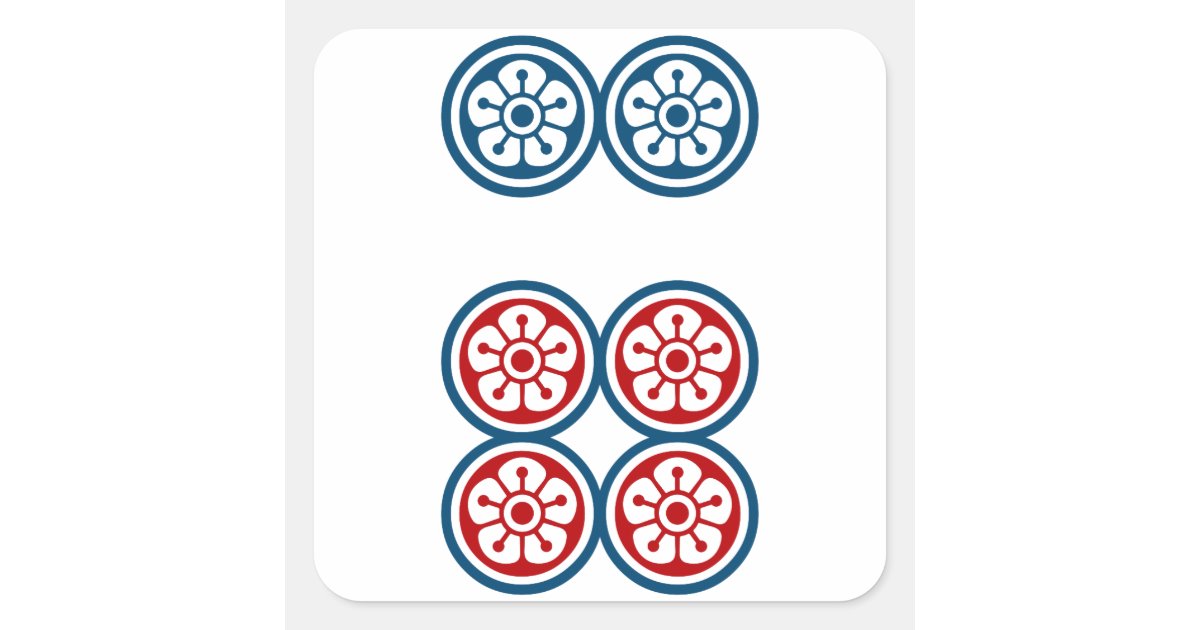 麻雀牌 6筒 / SIX OF CIRCLES -MAHJONG TILE- SQUARE STICKER | Zazzle