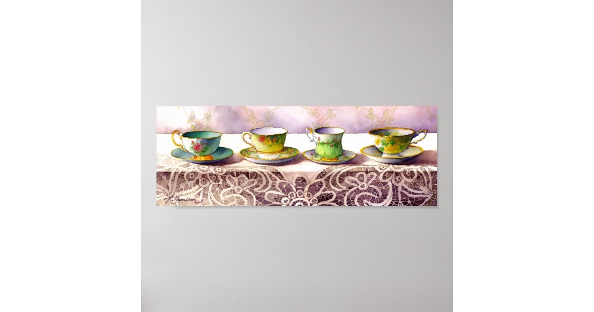 0001 Row of Teacups Art Print | Zazzle